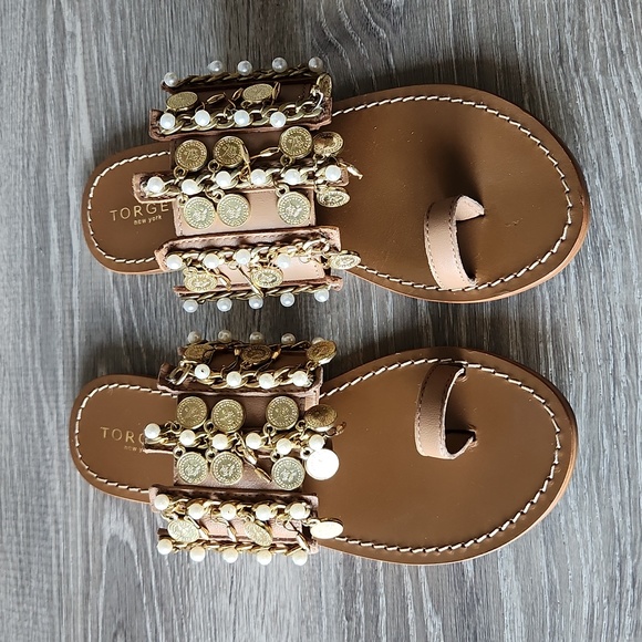 Torgeis | Shoes | Torgeis Eden Womens Leather Coin Charm Sandals Size ...